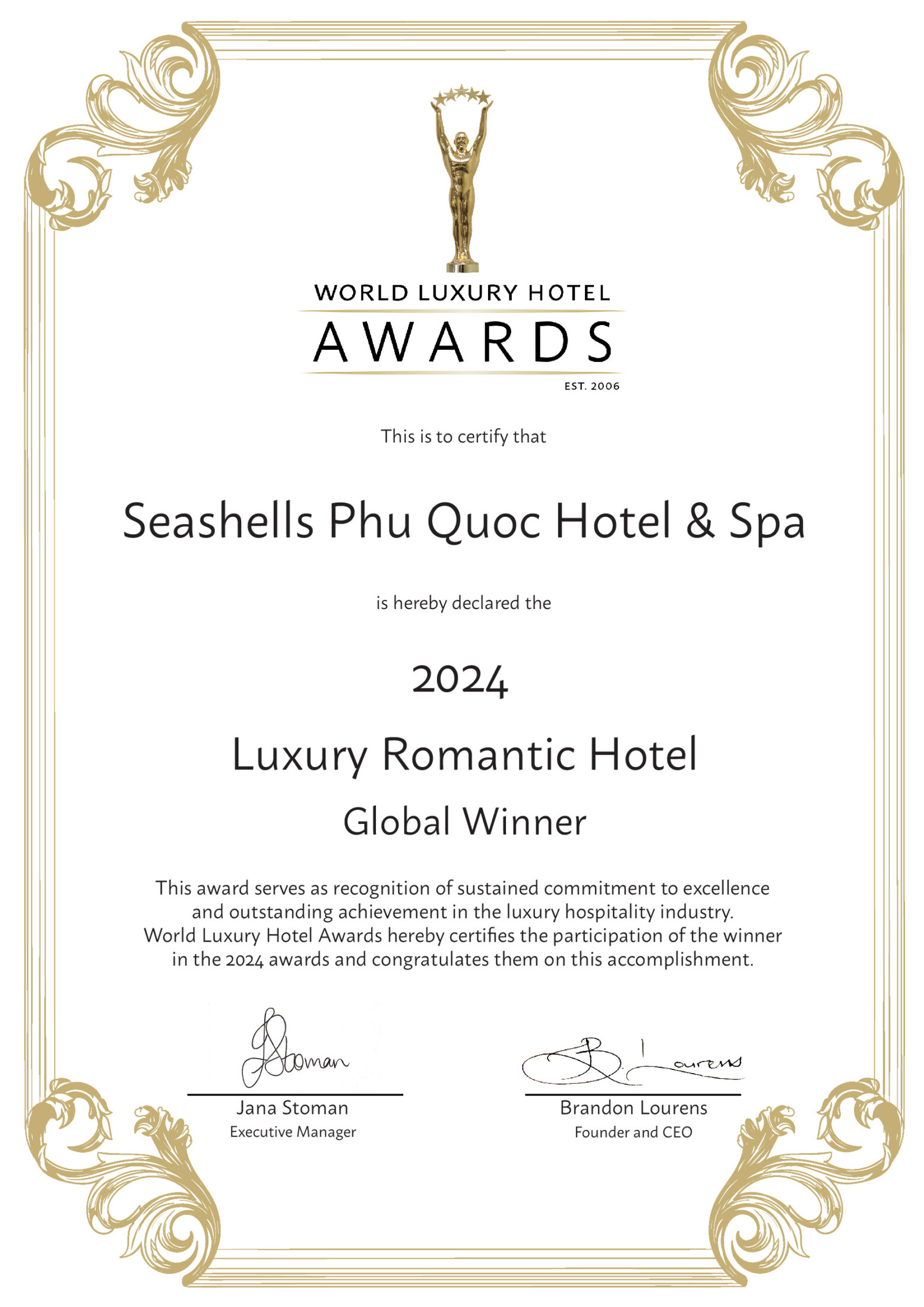 Winner of World Luxury Hotel Awards 2024